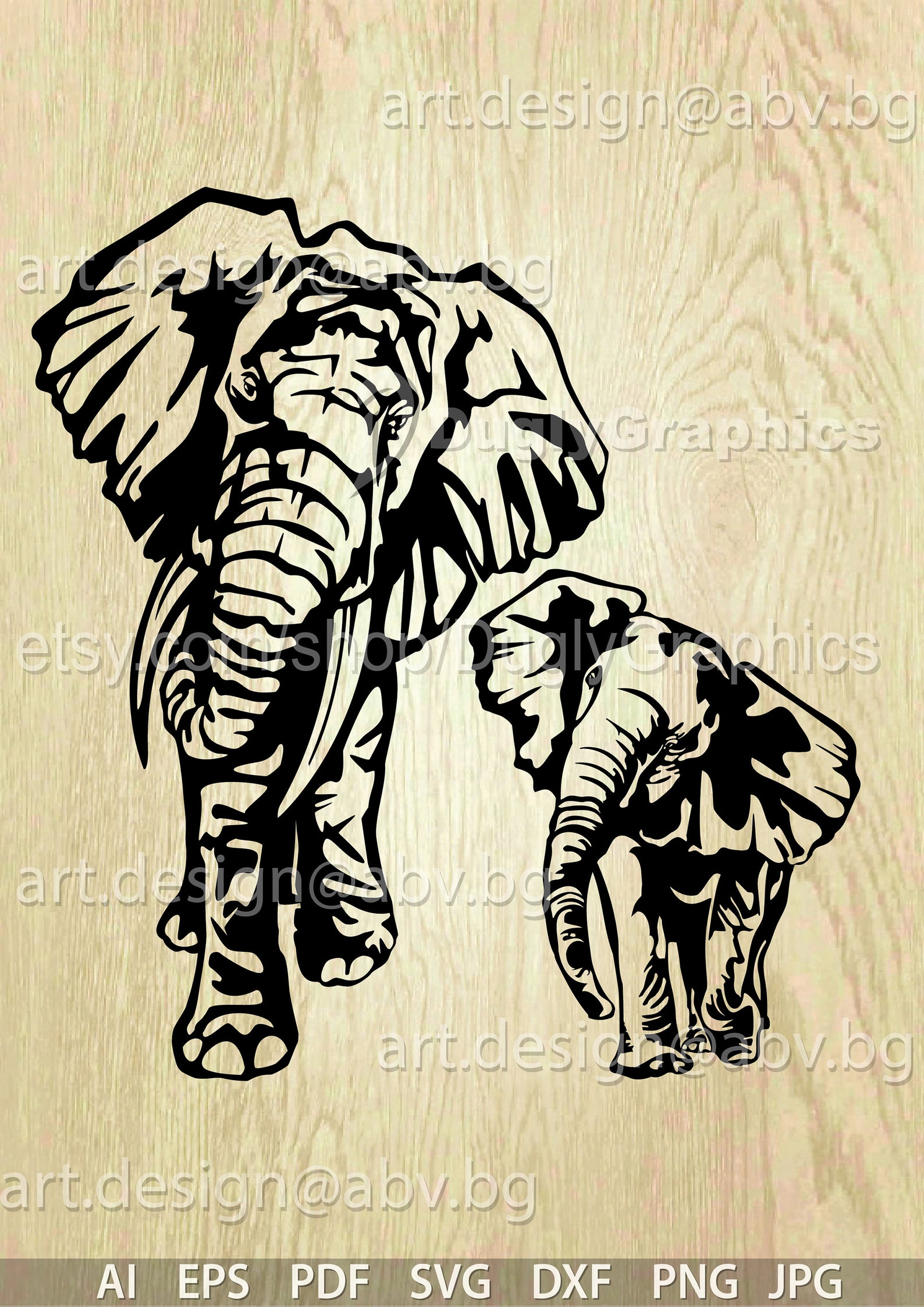 Elephant Family Vector Art (ai, Eps, Pdf, Svg, Dxf, Png, Jpg) - Etsy
