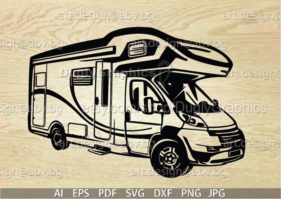 Vector CAMPER Mobilhome SVG DXF Ai Eps Pdf Dxf Png Jpg Download Digital ...
