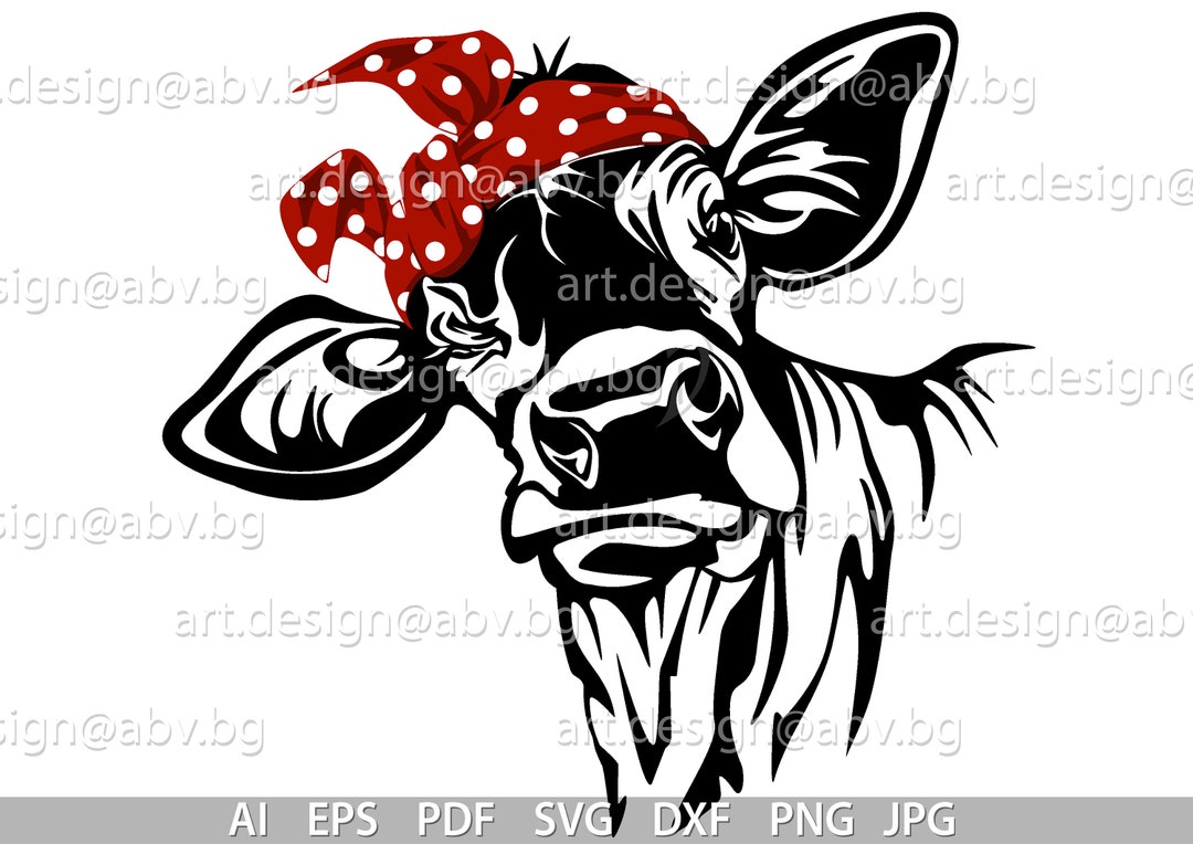 Cow With Bandana Vector Art (digital Download) - Etsy