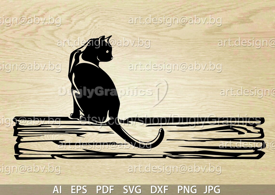 Vector CAT on the Fence AI Eps Pdf Svg Dxf Png Jpg | Etsy