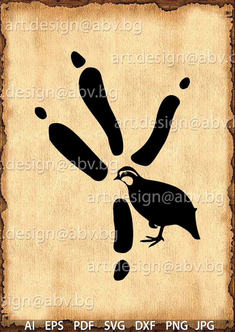 Huellas de codorniz, AI, eps, pdf, png, svg, dxf, jpg, imagen, gráfico ...