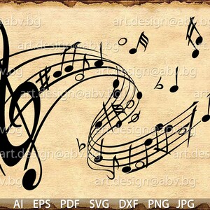 Vector MUSICAL NOTES AI Eps Png Pdf Svg Dxf Jpg - Etsy