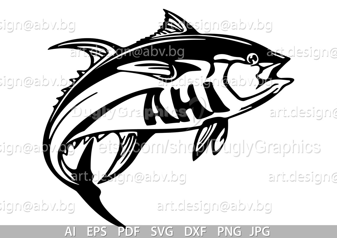 Vector AHI FISH AI Eps Pdf Png Svg Dxf Jpg Image | Etsy