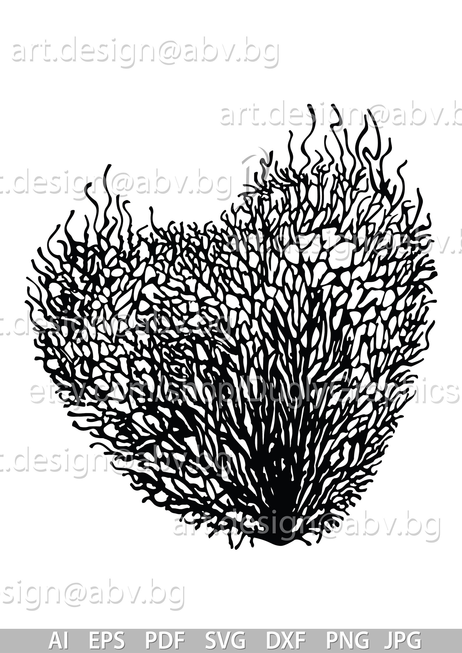 Vector CORAL Heart AI Eps Pdf PNG Svg Dxf Jpg Image | Etsy