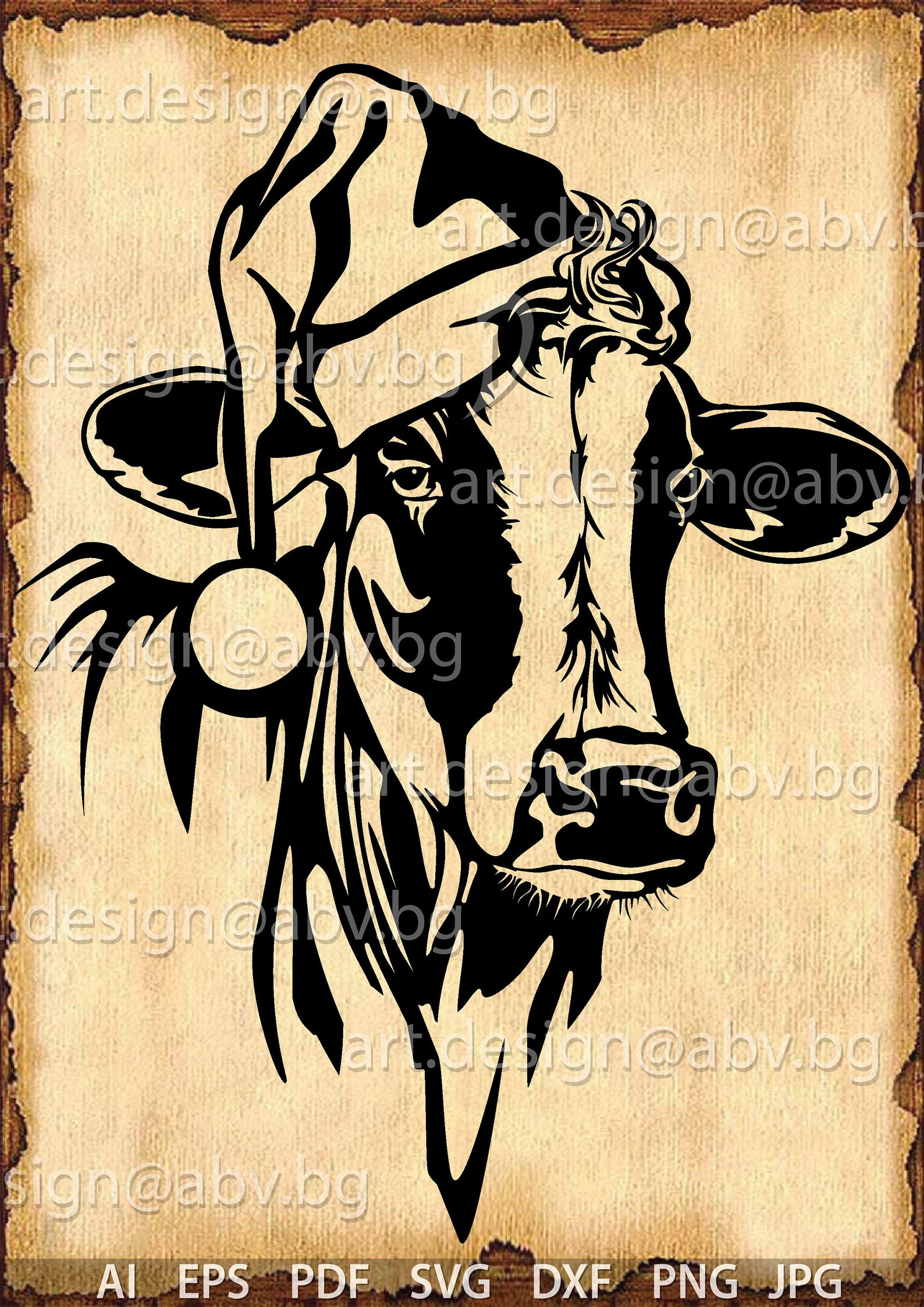 Vector COW With Christmas Hat AI PNG Eps Pdf Svg Dxf | Etsy