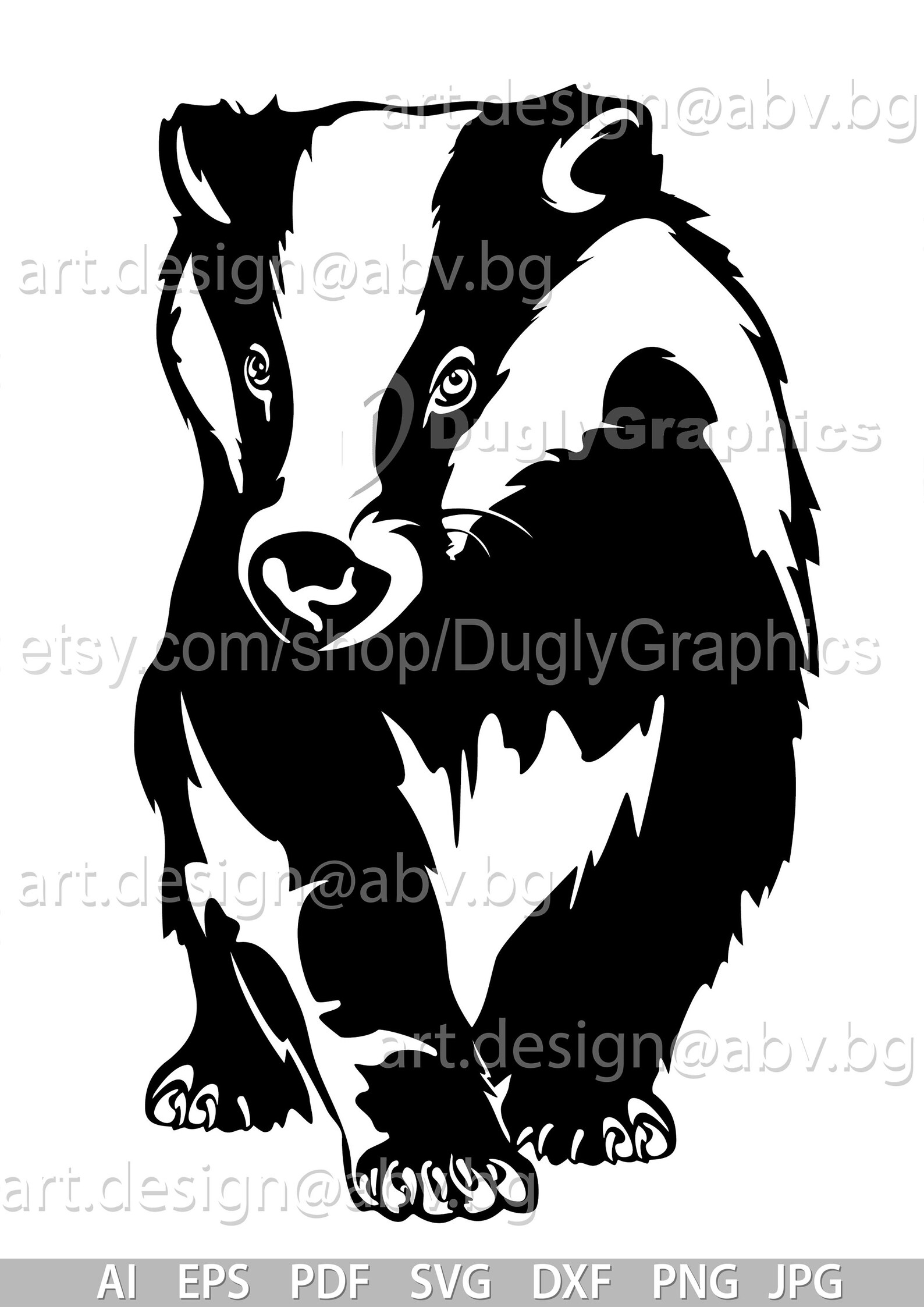 Vector BADGER Body Front AI Eps PNG Pdf Svg Dxf Jpg | Etsy