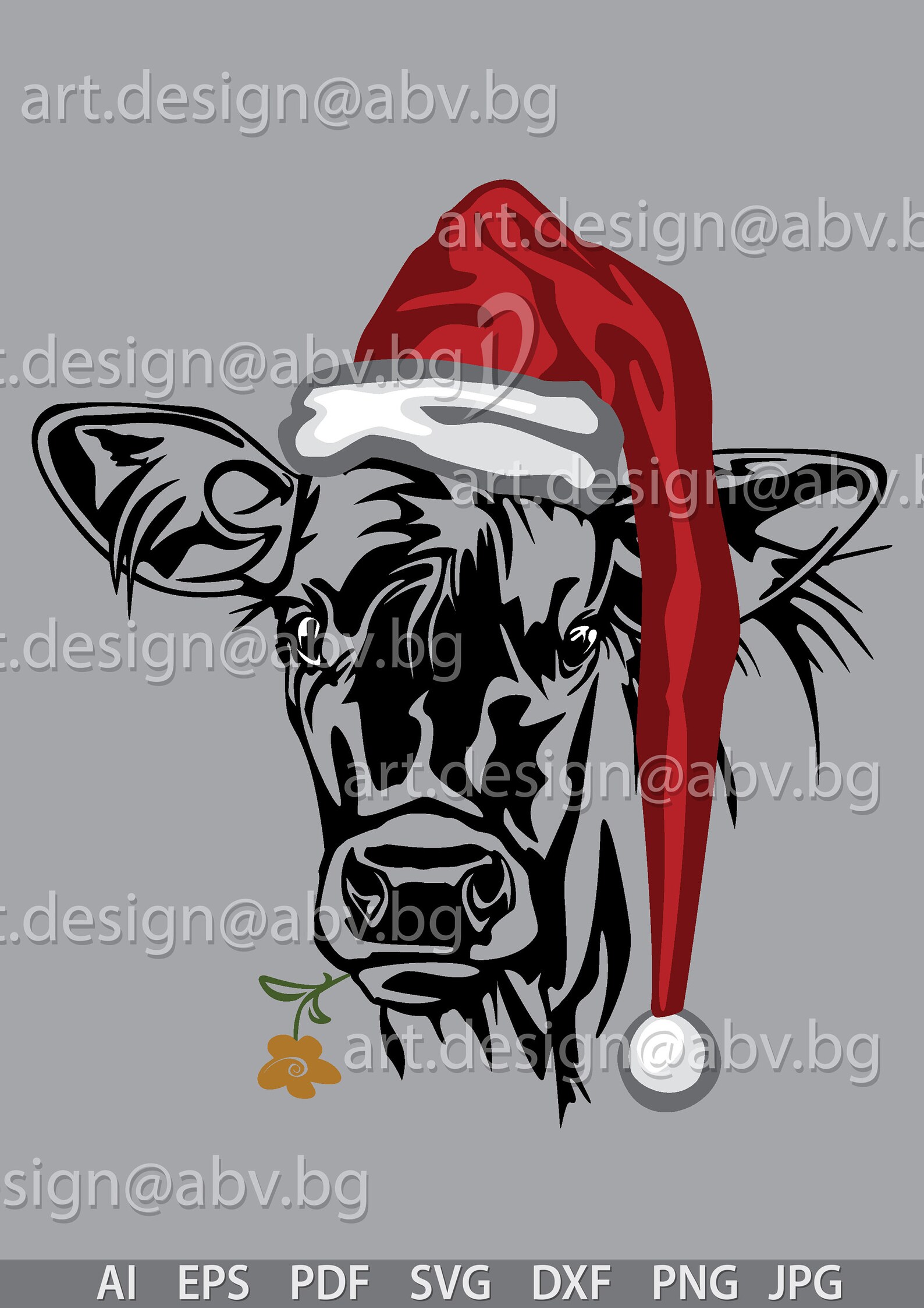 Christmas Cow Vector Art With Santa Hat (digital Download) - Etsy