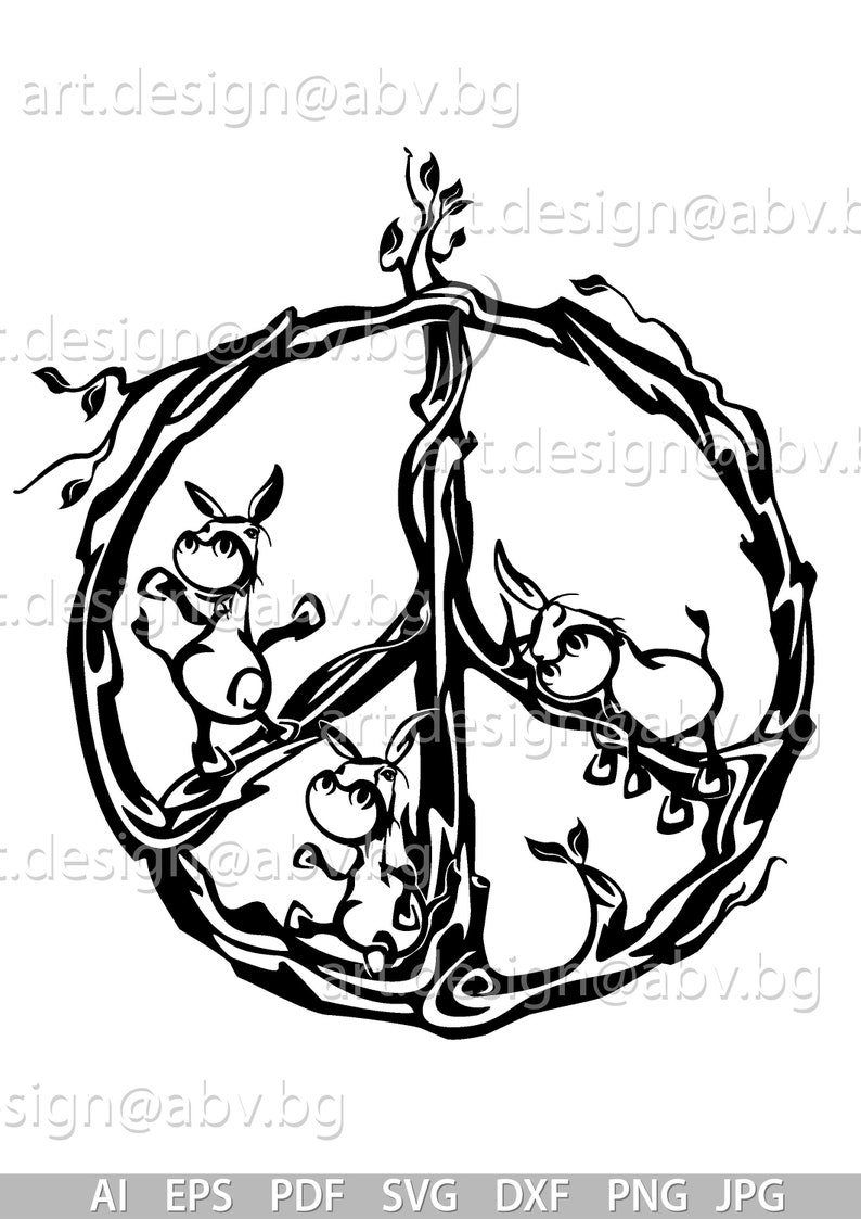 Donkey Peace Sign Vector Art (digital Download) - Etsy