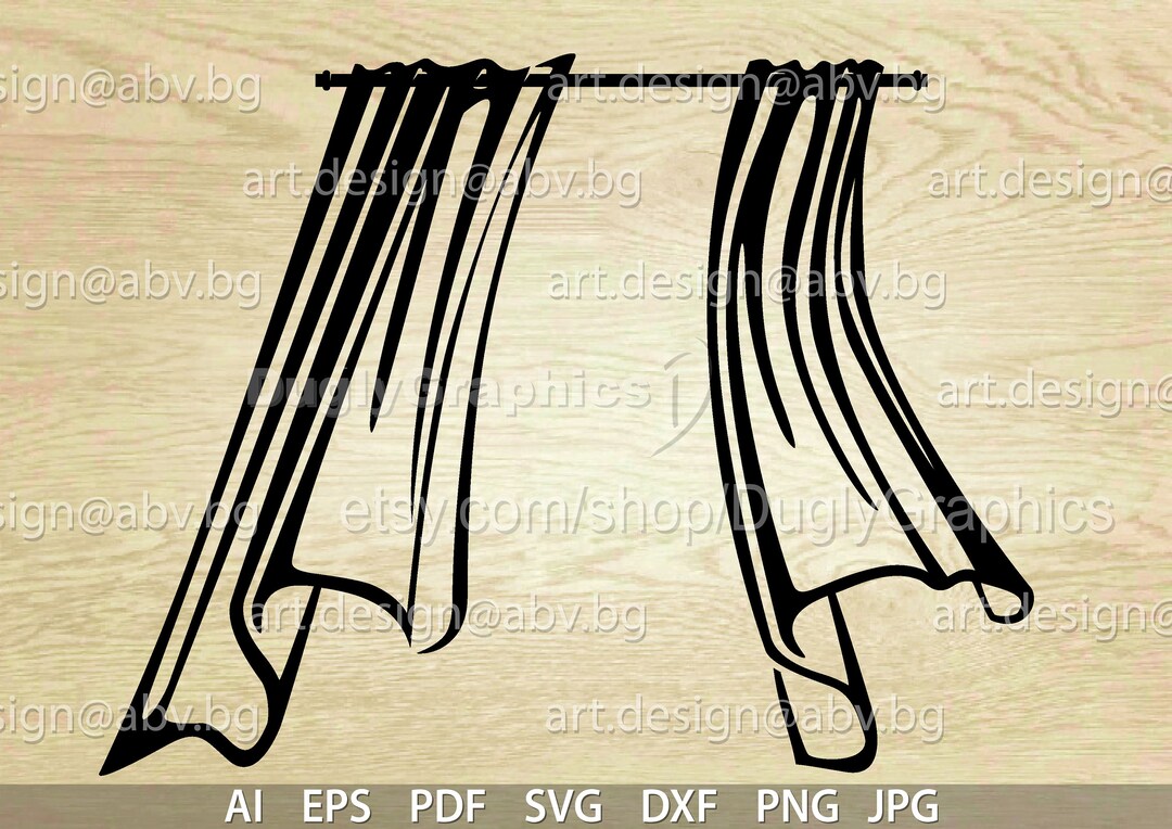 Vector WINDOW CURTAINS Frame, Ai,eps, Pdf, PNG, Svg, Dxf, Jpg Image ...