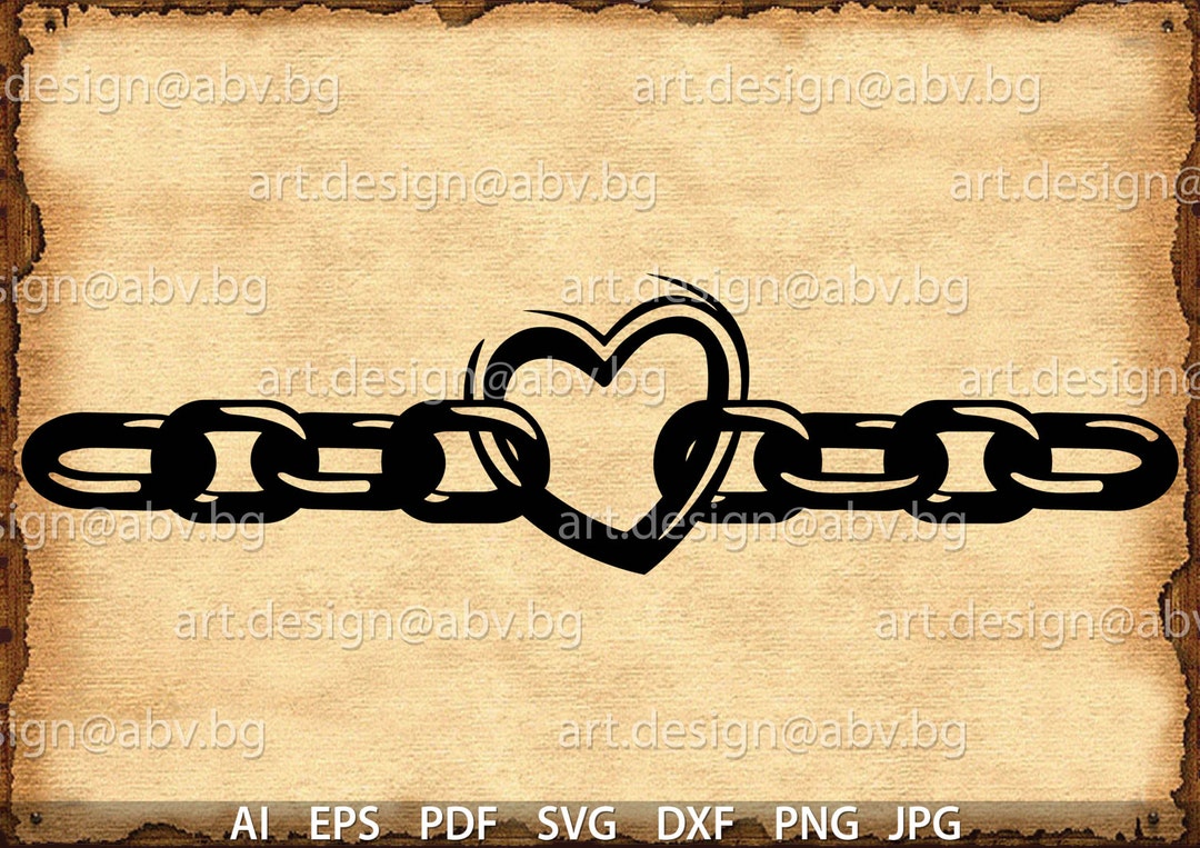 Vector CHAINS, Heart, Love, Chained Love, AI, Eps, Svg, Dxf, Pdf, Png ...