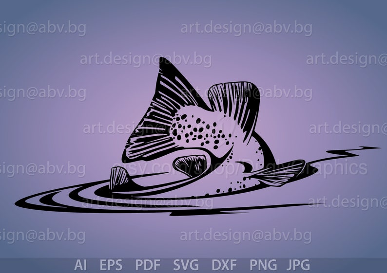 Vector TROUT FISH FIN Ai Eps Pdf Png Svg Dxf Jpg Image | Etsy