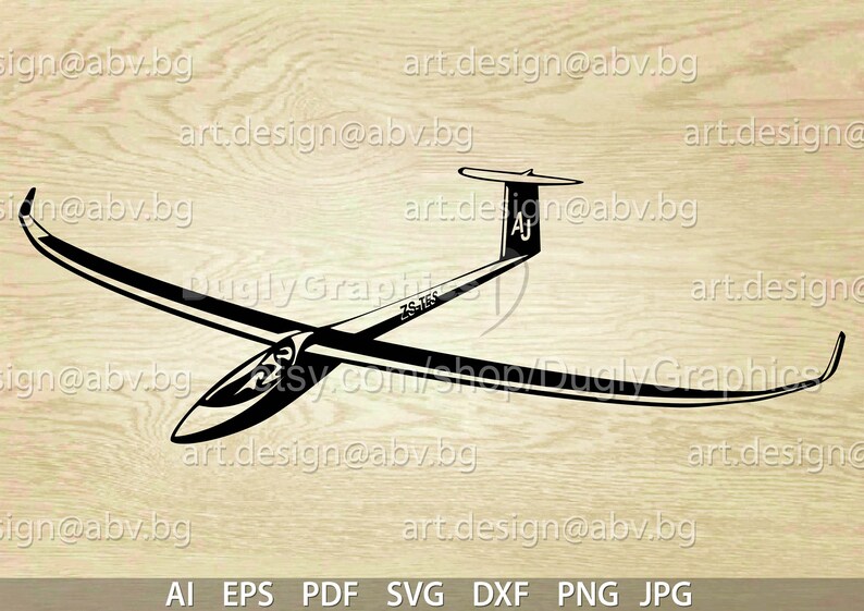 Vector SAILPLANE, SVG, Dxf, AI, Eps, Pdf, Png, Jpg Download, Glider ...