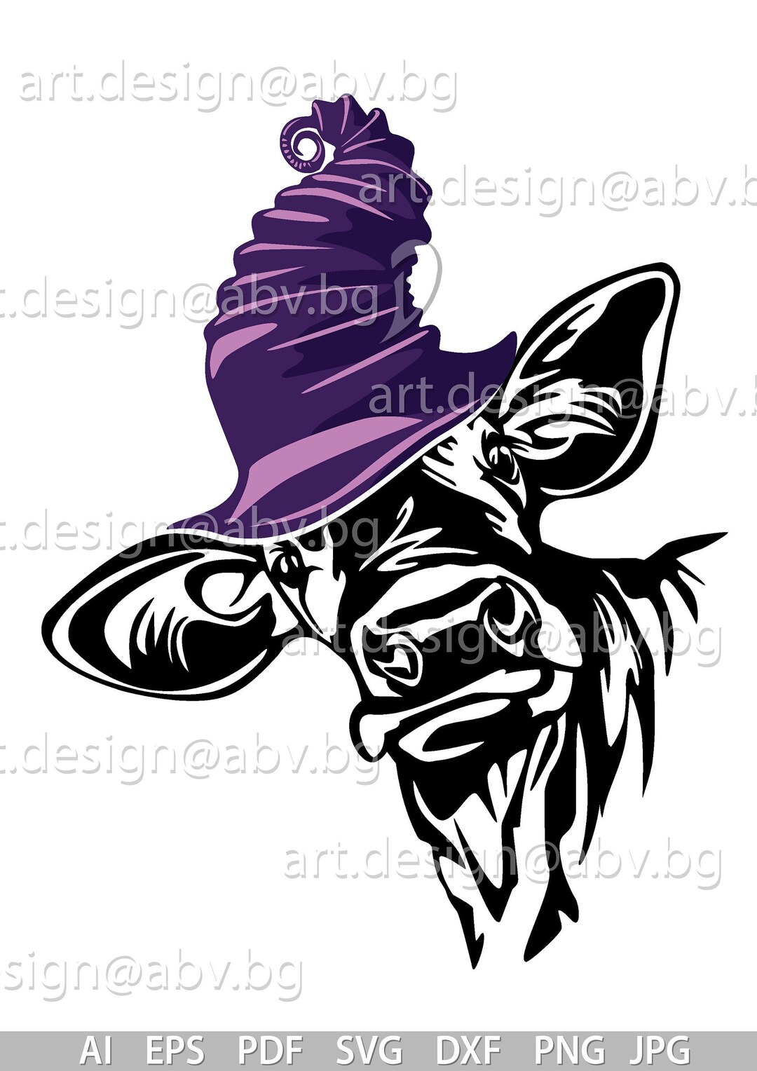 Cow With Witch Hat Vector Art Print (digital Download) - Etsy