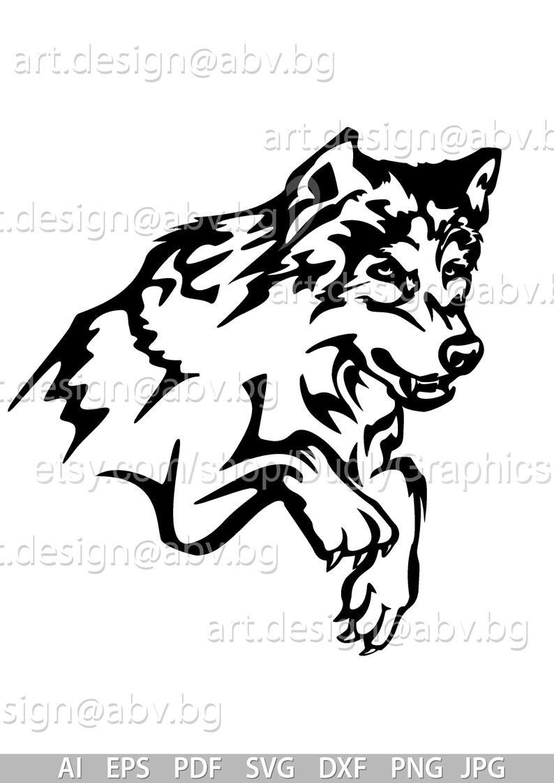Vector WOLF JUMP Ai PNG Eps Pdf Svg Dxf Jpg Download - Etsy
