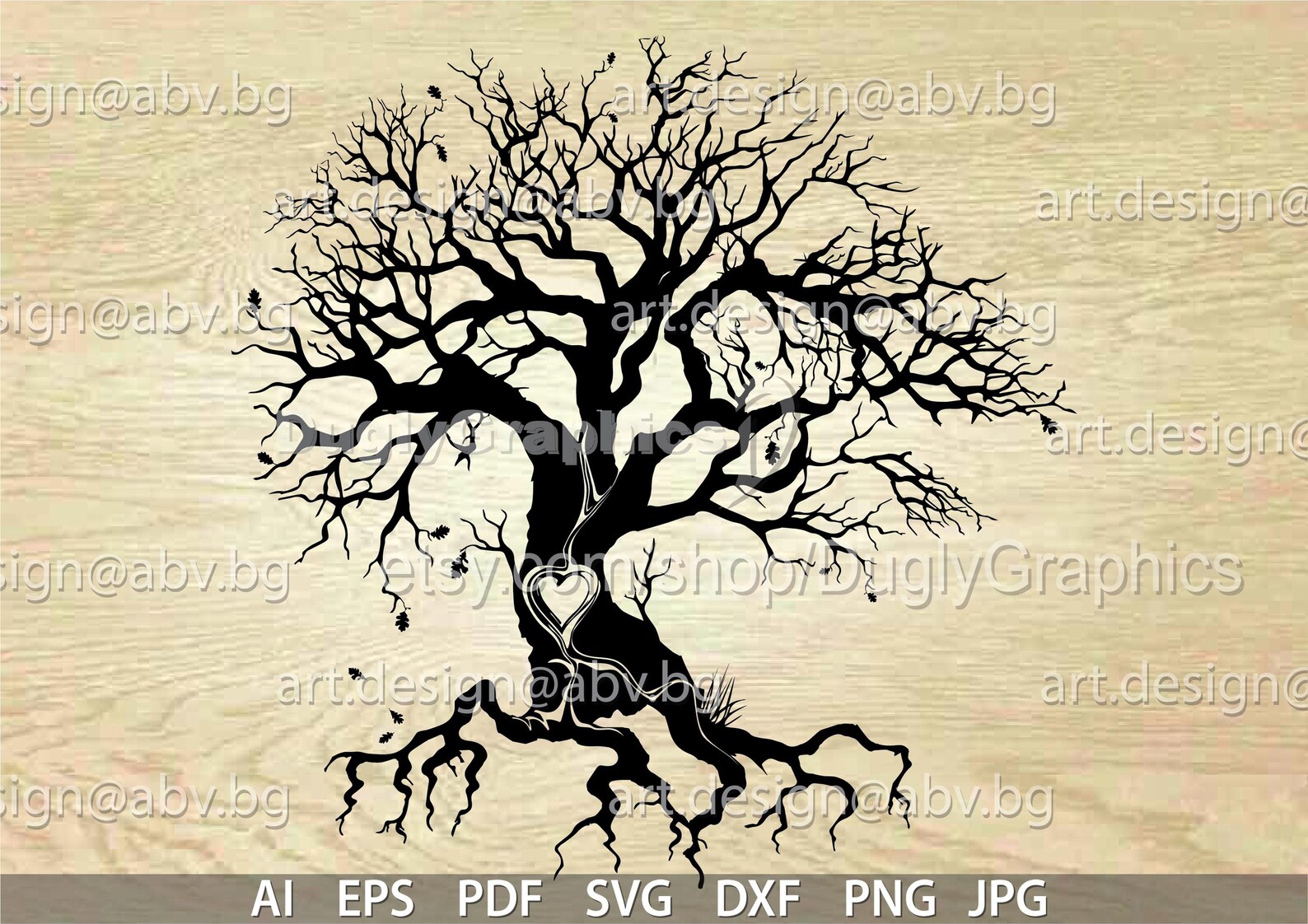 Oak Tree Vector Graphic (ai, Eps, Pdf, Svg, Dxf, Png, Jpg) (digital ...