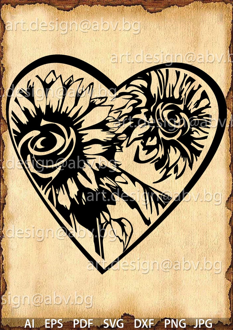 Sunflower Heart Vector (ai, Eps, Svg, Png, Jpg) (digital Download) - Etsy