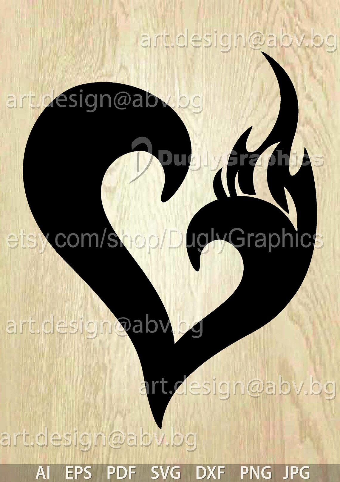 Flaming Heart Vector: Valentine's Day Graphic (digital Download) - Etsy