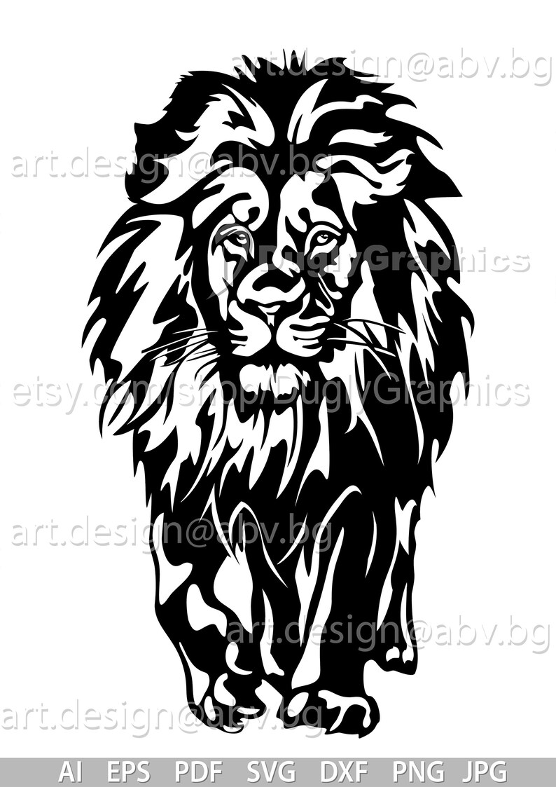 Vector LION Front Body AI Eps Pdf Svg Dxf Png Jpg Image - Etsy