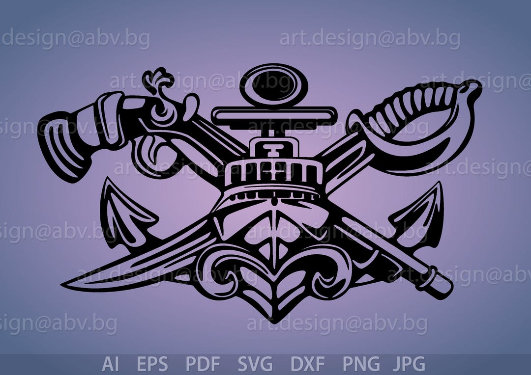 Vector PIRATE ATTRIBUTES, Anchor, Gun, Saber, Ship, AI, Eps, Pdf, Png ...