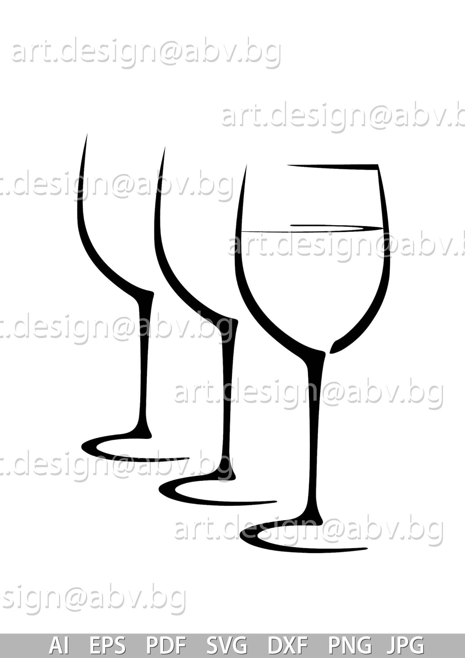Vector WINE Glasses Ai Eps Pdf SVG DXF Png Jpg - Etsy