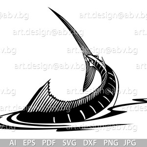 Vector MARLIN FISH TAIL, Ai, Eps, Pdf, Png, Svg, Dxf, Jpg Image Graphic ...