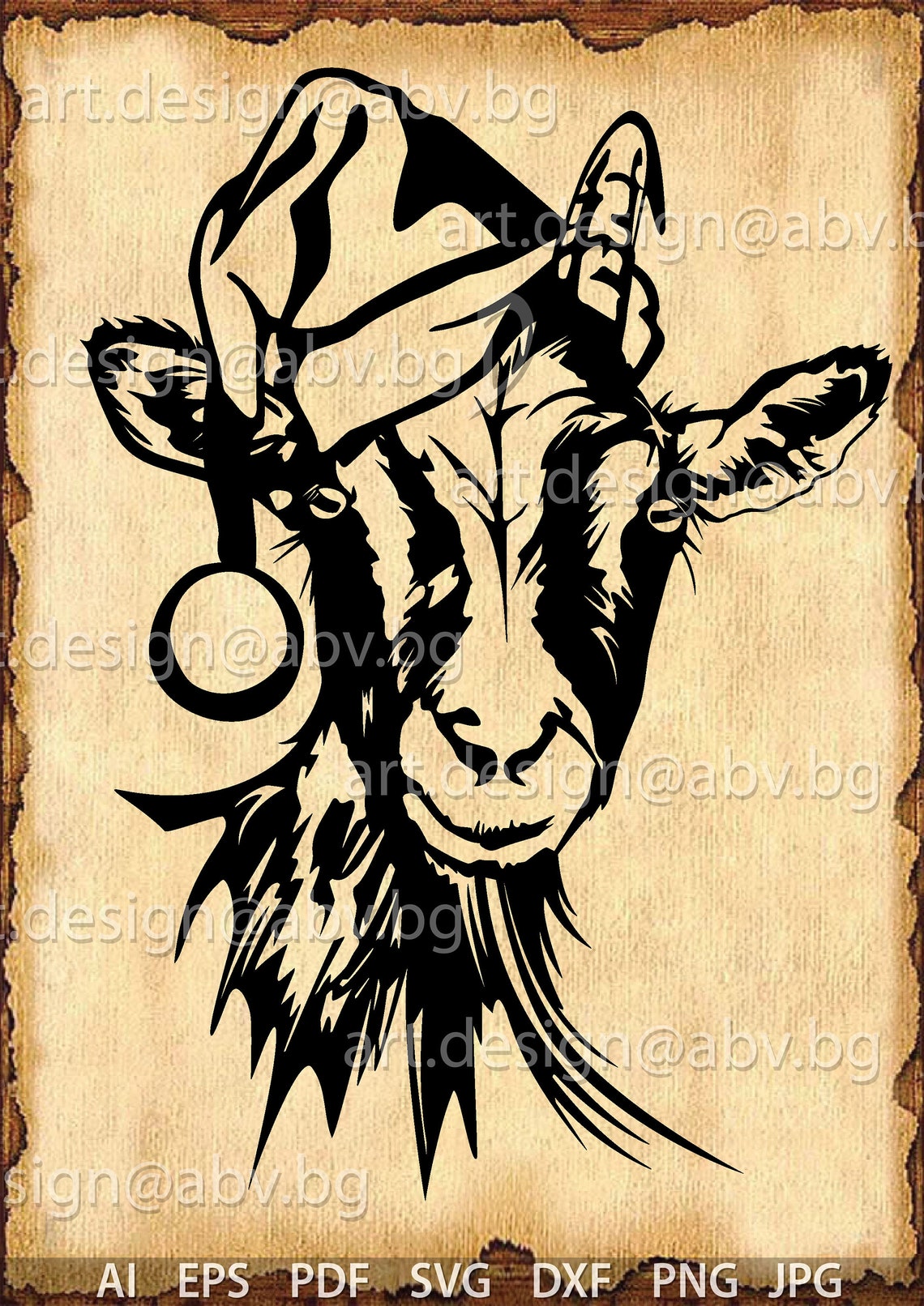Vector GOAT With Christmas Hat Black AI PNG Eps Pdf Svg | Etsy