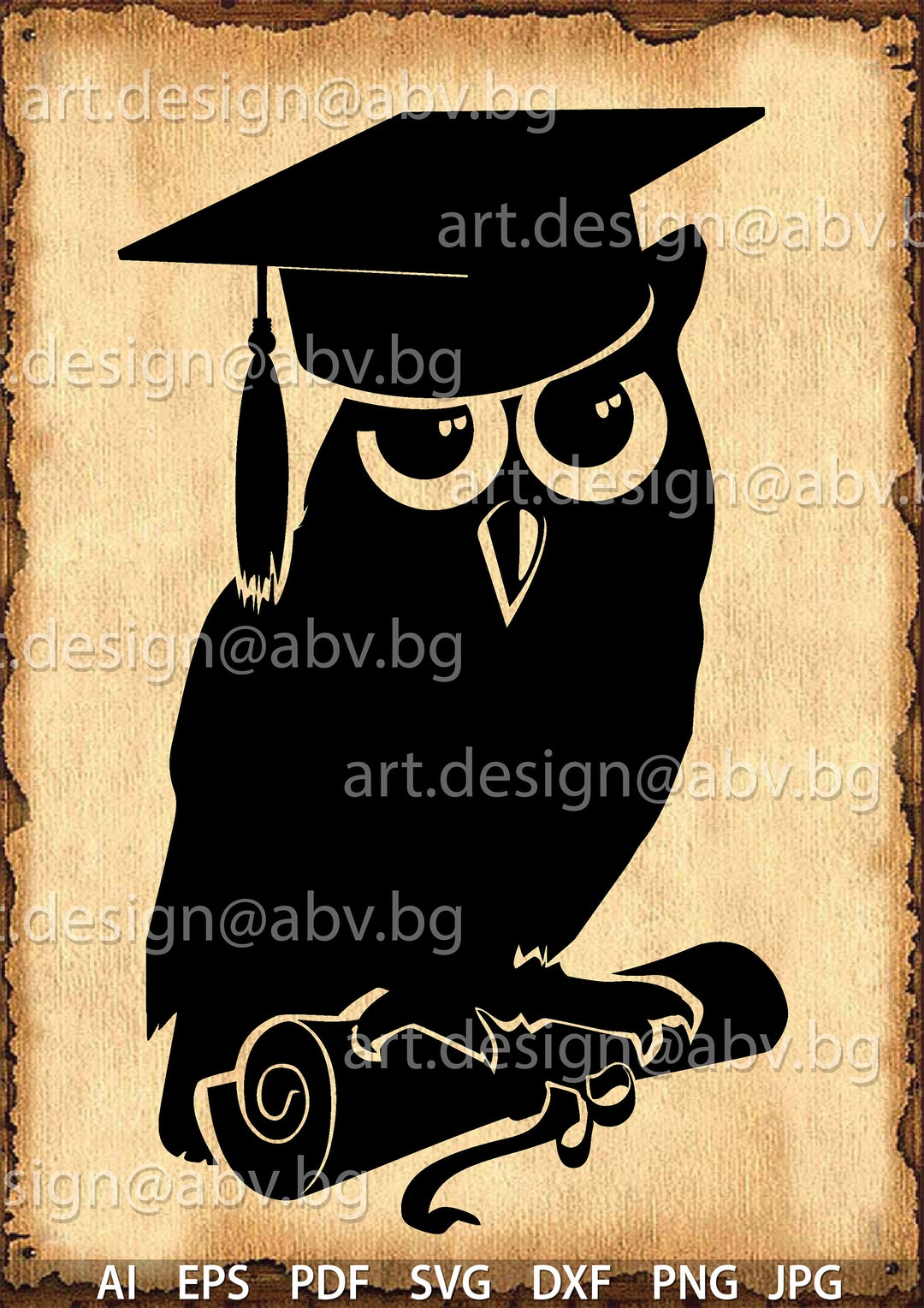 Vector OWL With Graduation HAT AI Eps Pdf Svg Dxf Png - Etsy
