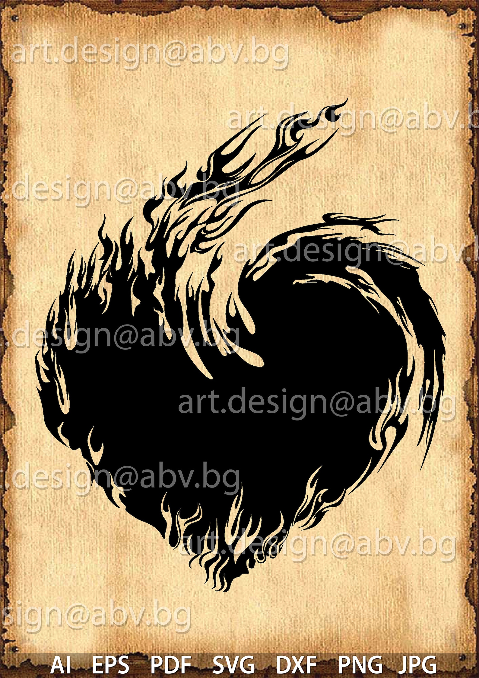 Vector HEART Fire AI Eps Pdf Svg Dxf Png Jpg Download - Etsy