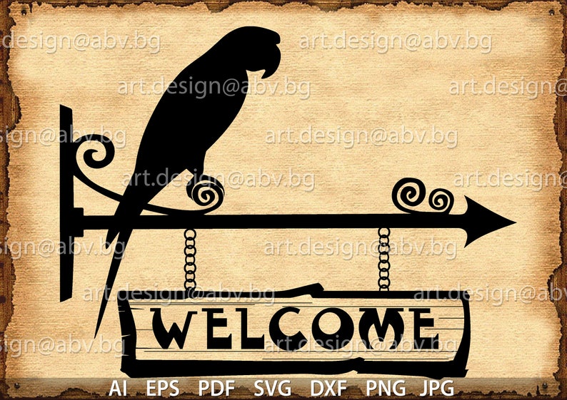 Vector WELCOME Text Parrot AI Eps PNG Pdf Svg Dxf Jpg - Etsy