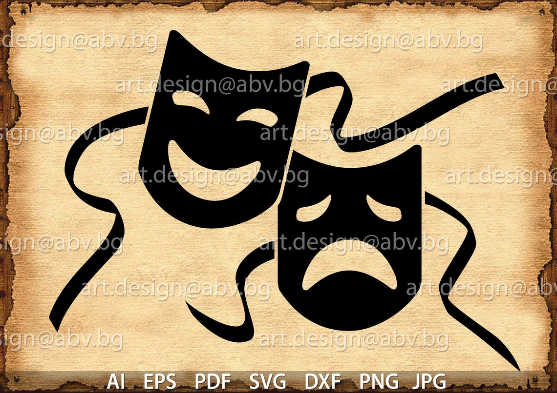 Vector THEATER MASKS AI Eps Pdf Dxf Svg Png Jpg - Etsy