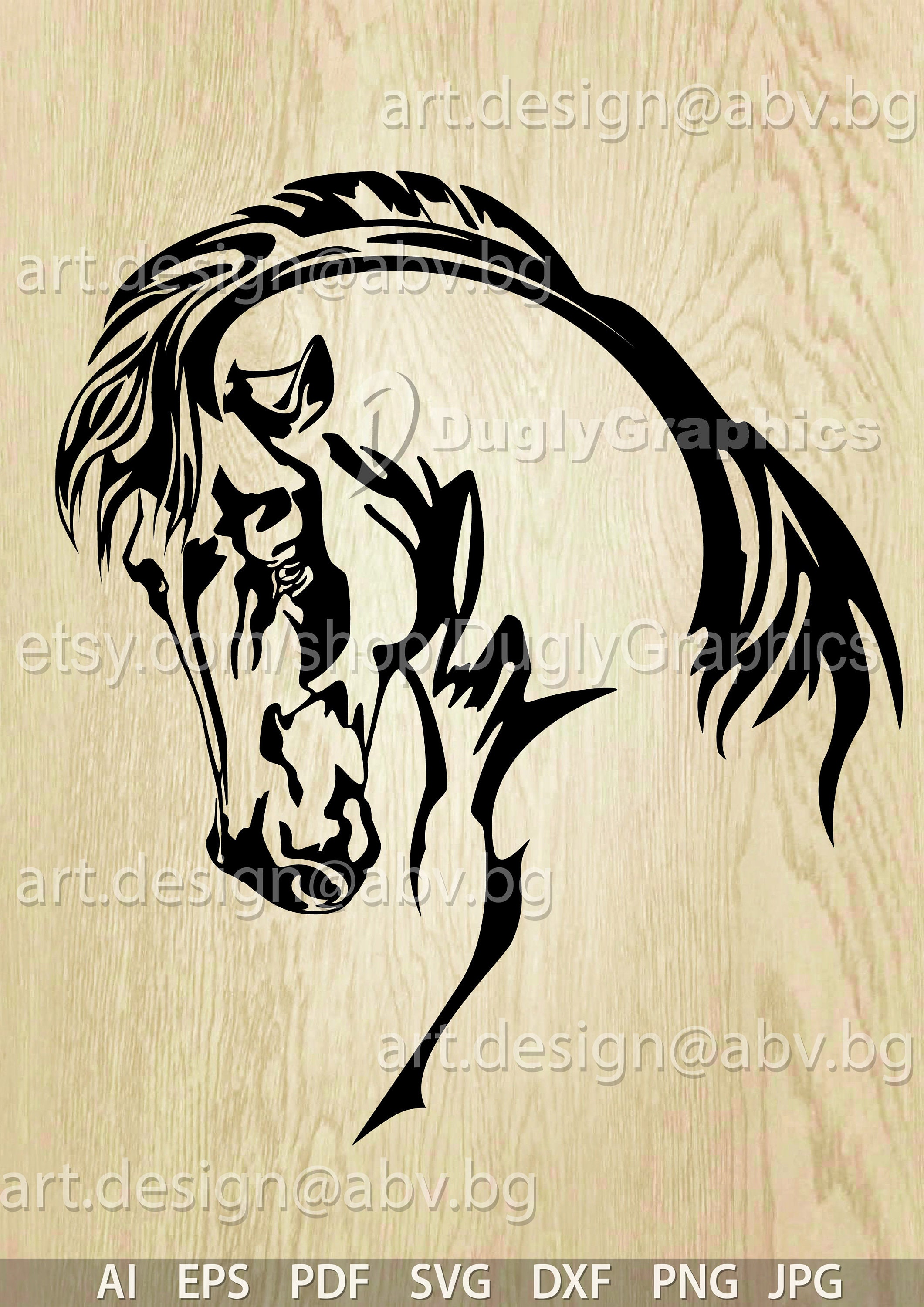 Vector HORSE Head SVG DXF Ai Eps Pdf Png Jpg Download Digital Image ...