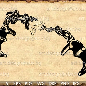 Vector BROKEN CHAINS, AI, Eps, Svg, Dxf, Pdf, Png, Jpg Download ...