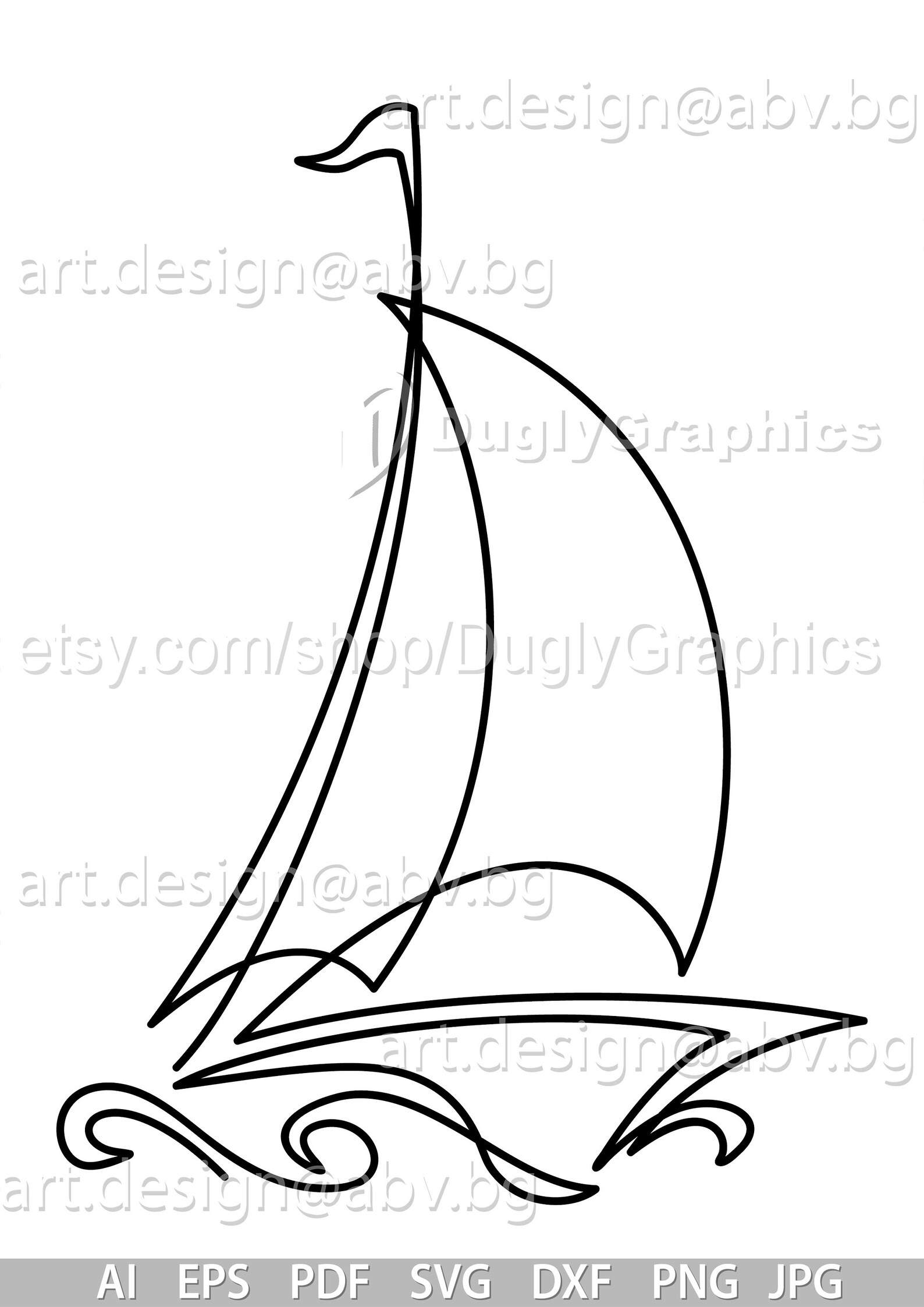 Vector BOAT Line Art Ai Eps Pdf Svg Dxf Png Jpg Instant - Etsy
