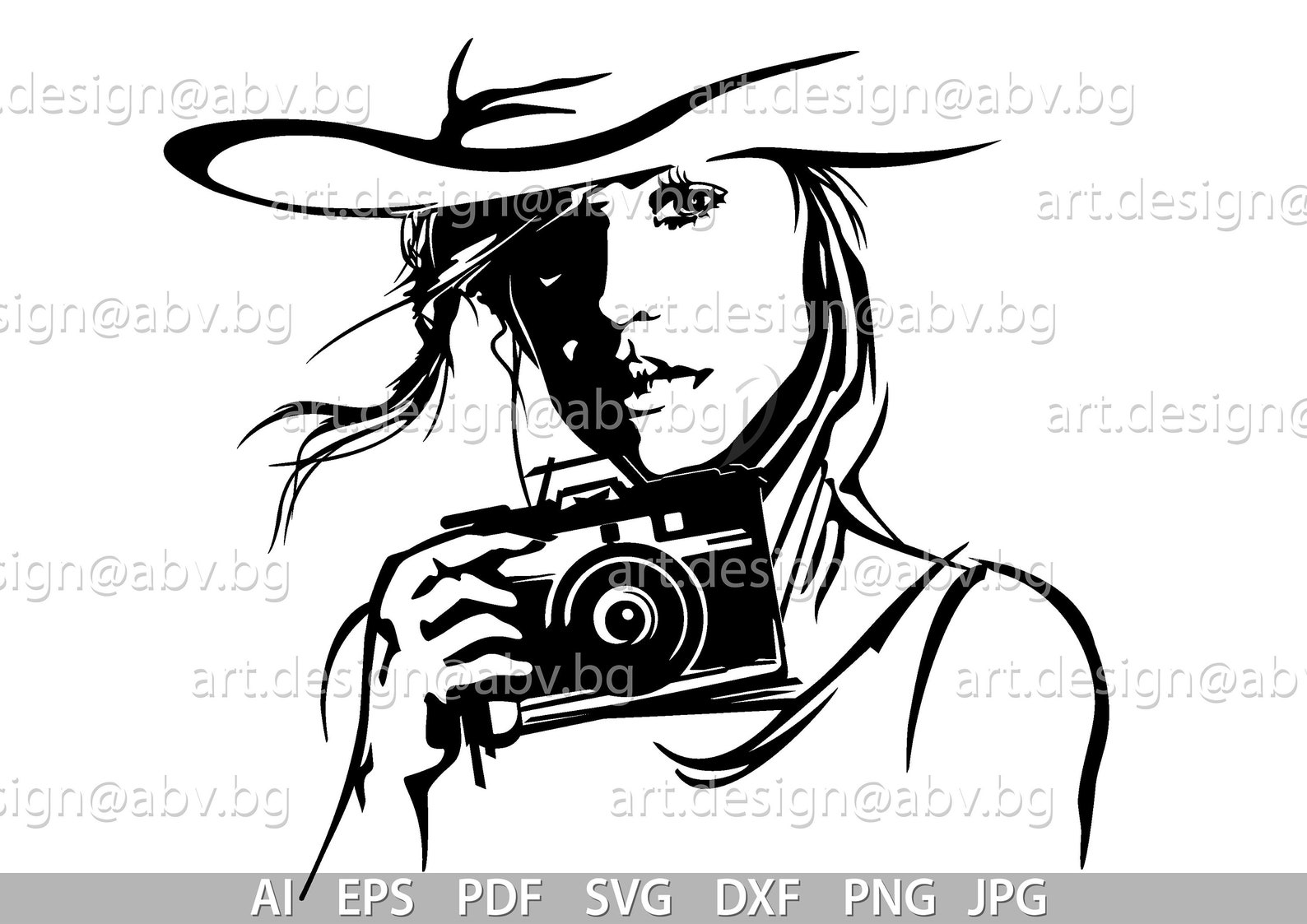 Vector Woman With Camera AI Eps PNG Pdf Svg Dxf Jpg - Etsy