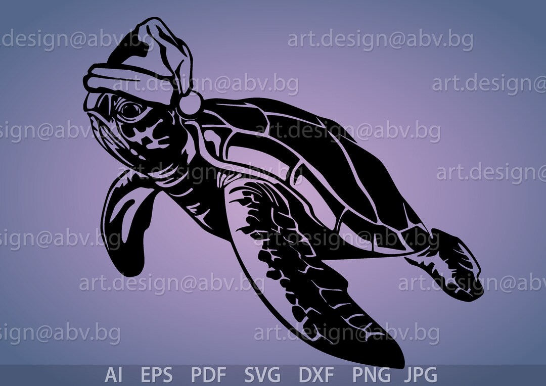 Vector TURTLE With Christmas Hat, AI, PNG, Eps, Pdf, Svg, Dxf, Jpg ...