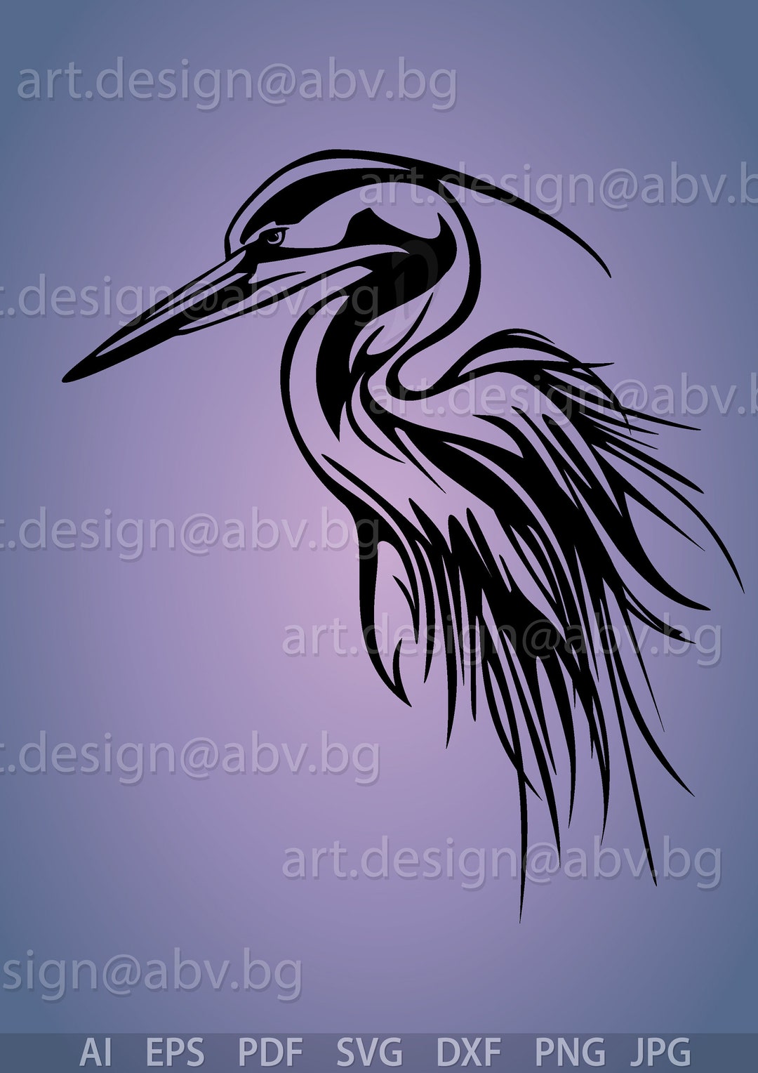 Vector HERON, Heaven Bird, AI, PNG, Eps, Pdf, Svg, Dxf, Jpg Download ...