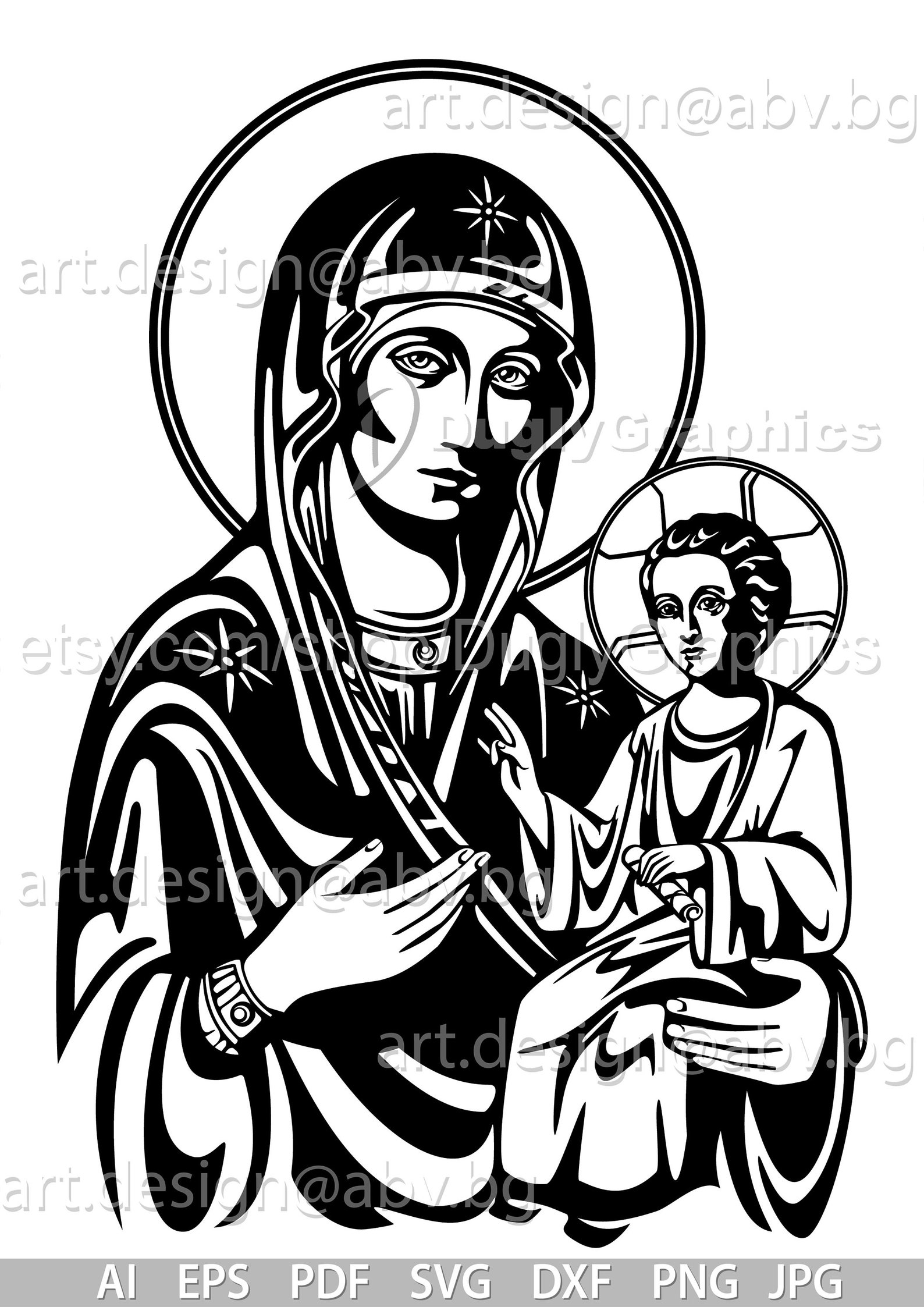 Vector Virgin and Child ICON Ai Eps Pdf Svg Dxf Png Jpg | Etsy