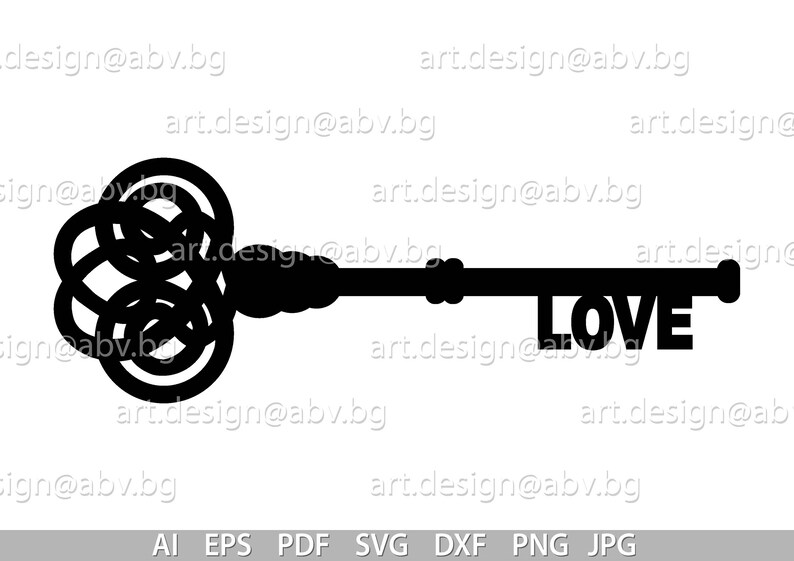Vector KEY Love AI Eps Pdf Svg Dxf Png Jpg Download - Etsy