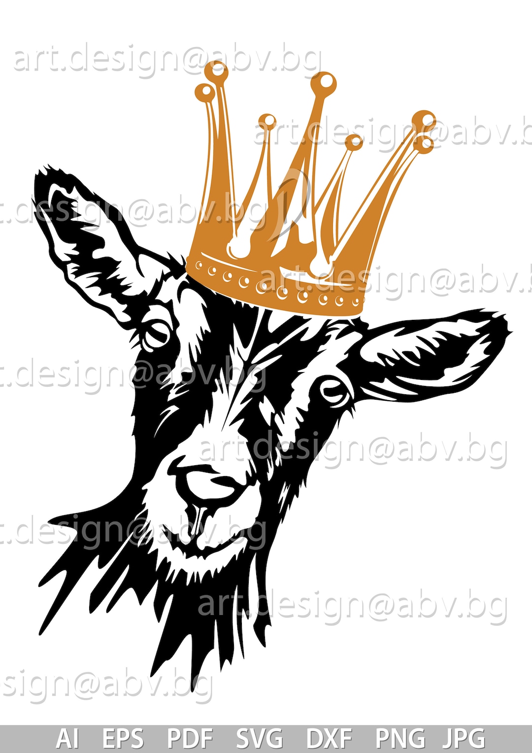 Vector GOAT With Crown, Head, AI, Png, Eps, Pdf, Svg, Dxf, Jpg Instant ...