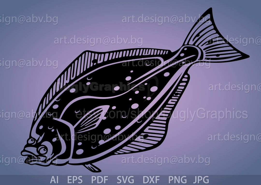 Vector HALIBUT Fish, AI, Eps, Pdf, Png, Svg, Dxf, Jpg Image Graphic ...