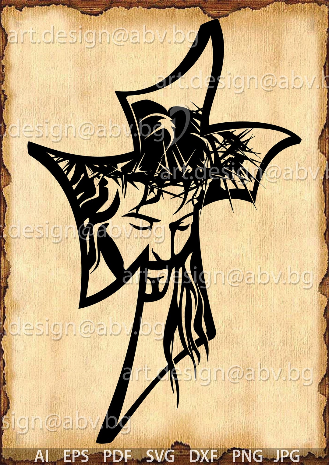 Vector CROSS Wiith JESUS, Crow of Thorns - Ai, Eps, Pdf, Svg, Dxf, Png ...