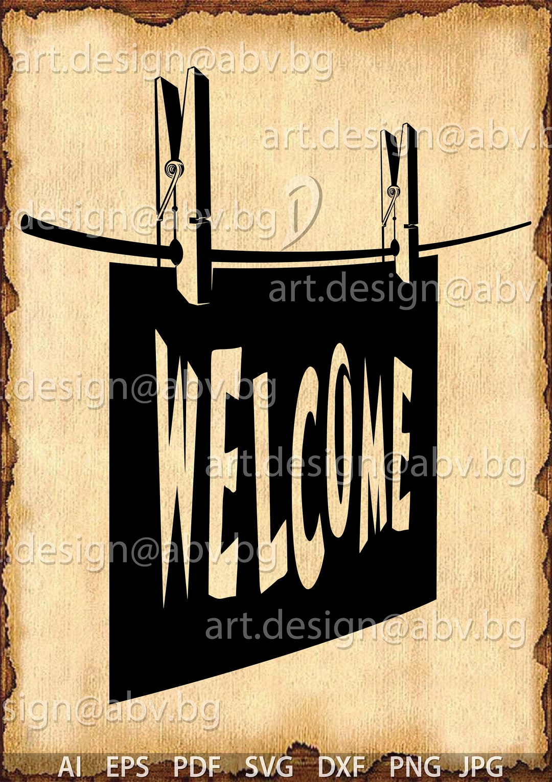 Welcome Sign Vector Art, Clothes Pegs Design (digital Download) - Etsy