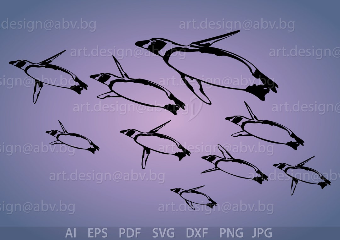Vector PENGUINS, AI, Eps, Pdf, Svg, Dxf, Png, Jpg Download, Digital ...
