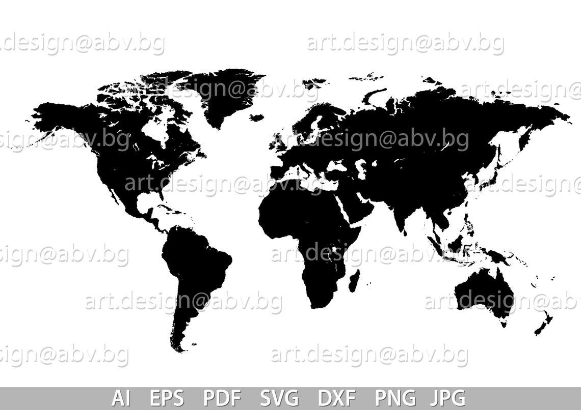 Vector EARTH Map Continents AI Eps PNG Pdf Svg Dxf - Etsy