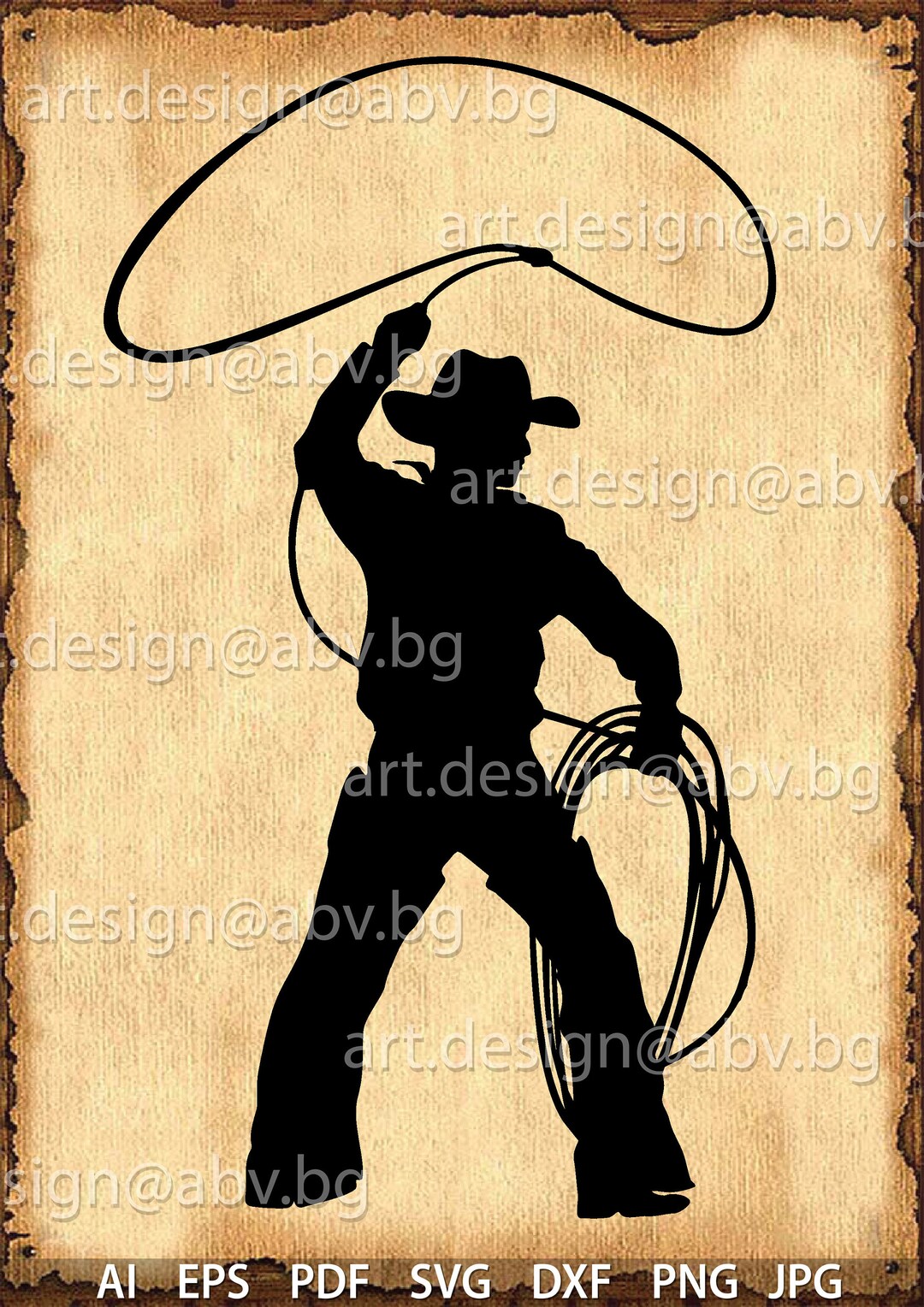 Vector COWBOY With LASSO Ai Eps Pdf Svg Dxf Png Jpg - Etsy