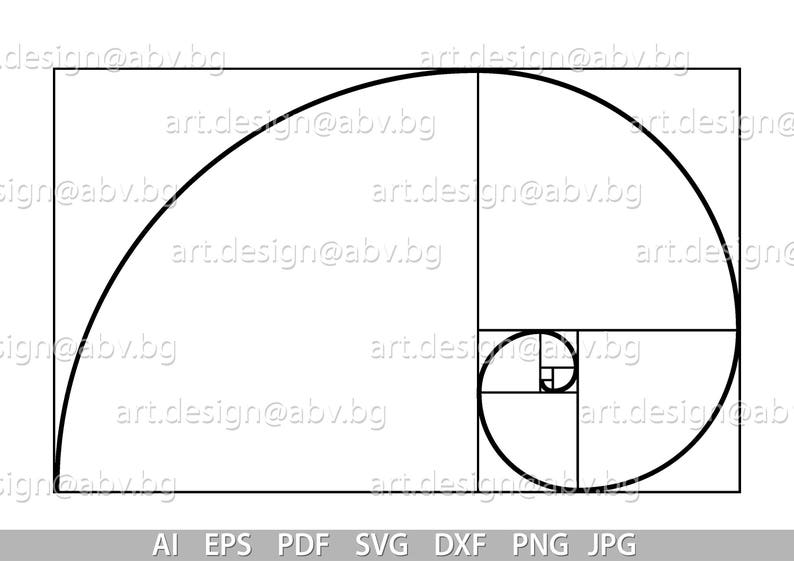 Vector FIBONACCI SPIRAL AI png eps pdf svg dxf jpg | Etsy