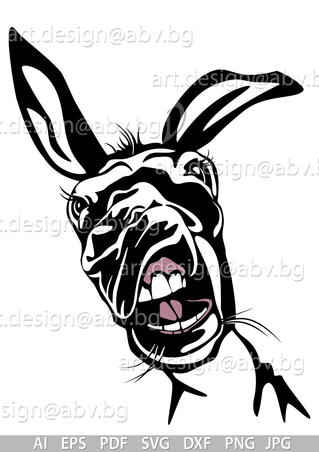 Vector SMILING DONKEY, 3 Colors, Head, AI, Png, Eps, Pdf, Svg, Dxf, Jpg ...