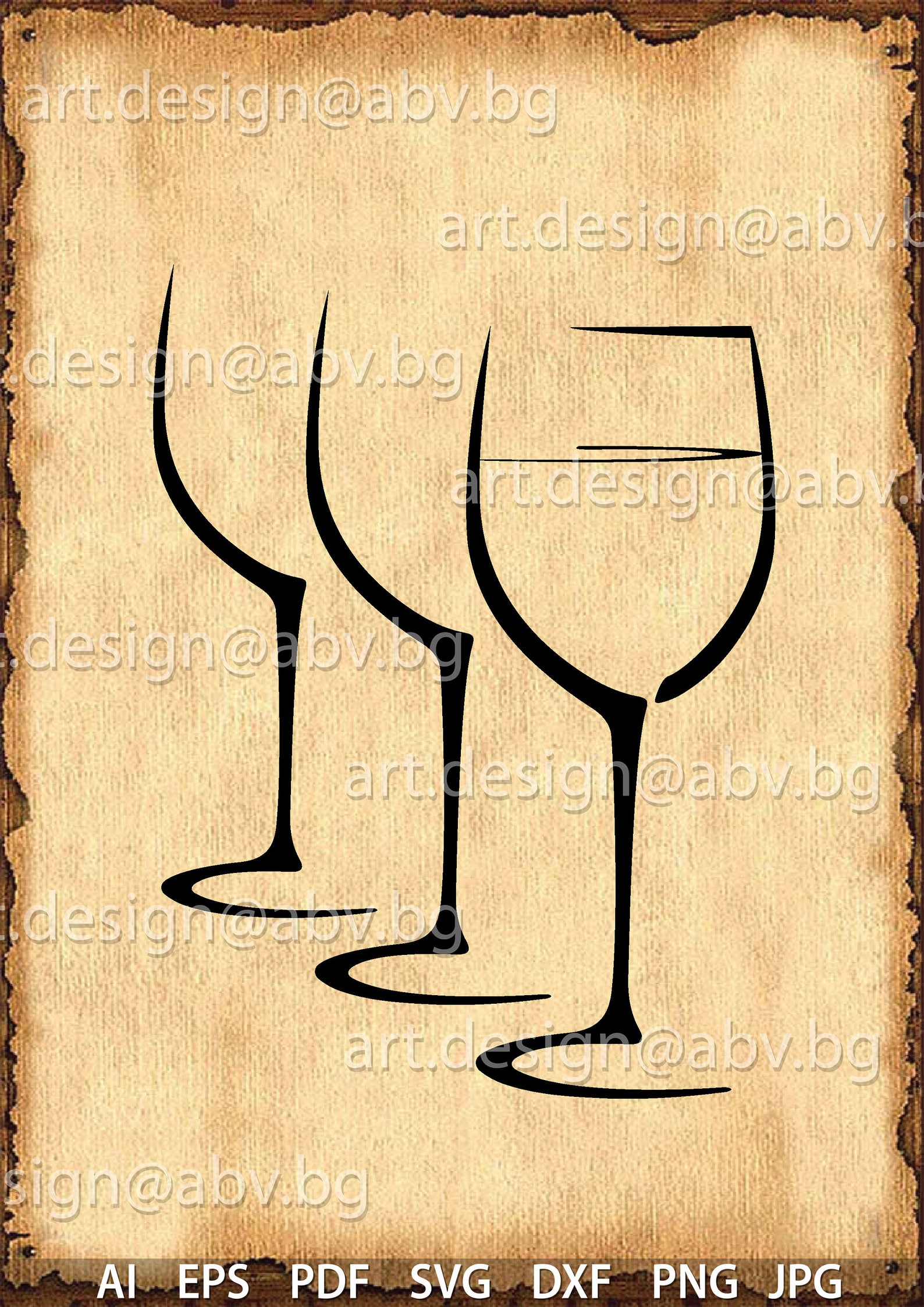 Vector WINE Glasses Ai Eps Pdf SVG DXF Png Jpg - Etsy