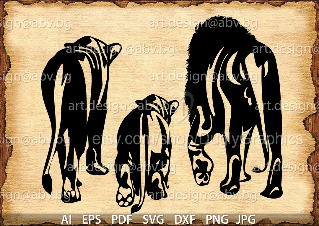 Vector ANIMAL FAMILY, Lion, Ai, Eps, Pdf, Svg, Dxf, Png, Jpg Download ...