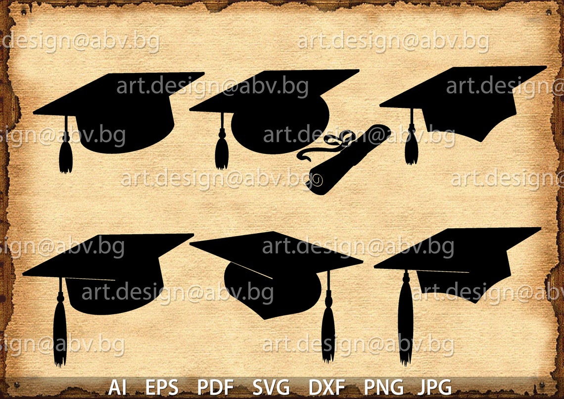 Vector GRADUATION HATS AI Eps Pdf Svg Dxf Png Jpg - Etsy